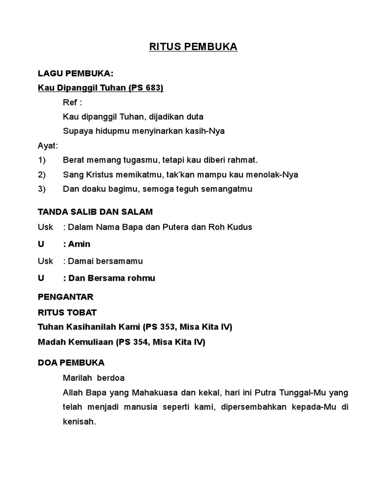 Teks Misa Imamat | PDF