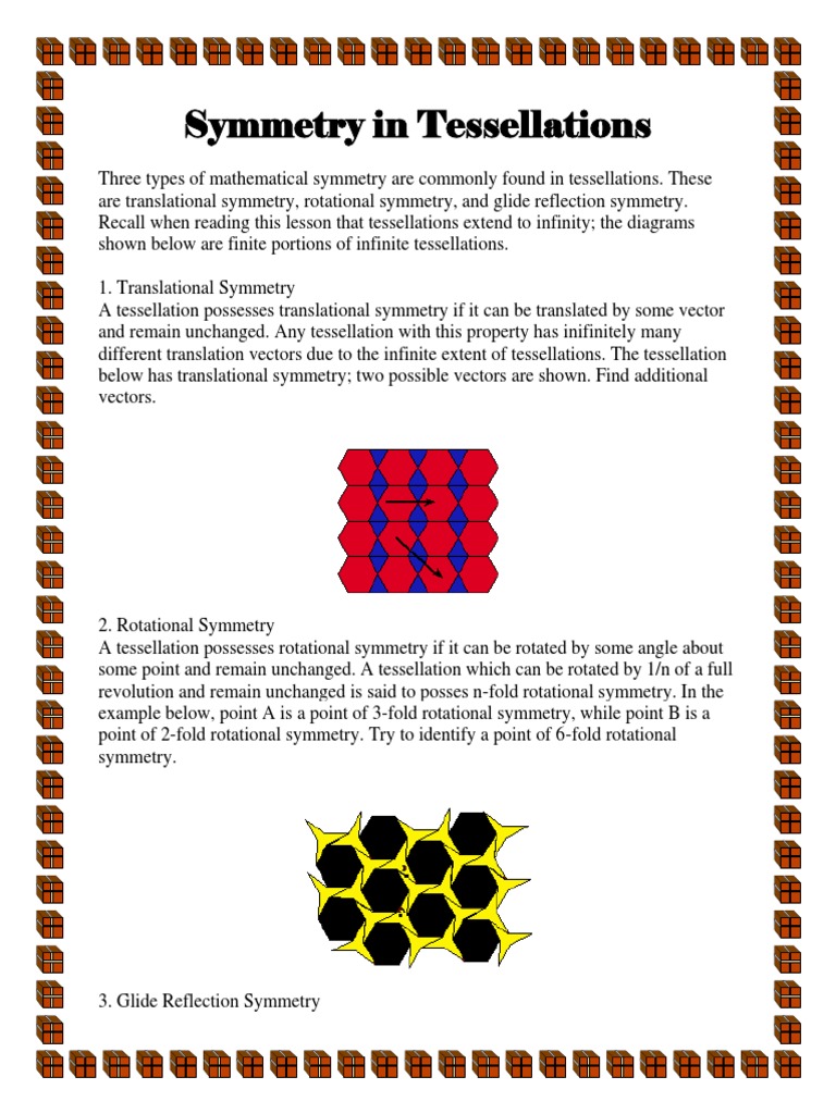 Types of Symmetry in Tessellations | PDF | Vertex (Geometry) | Polygon
