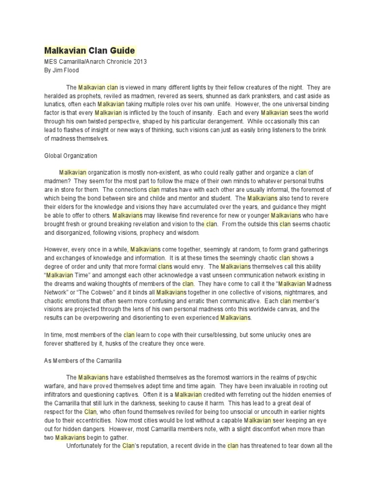 Malkavian Clan Overview and Dynamics | PDF | Prophet | Prophecy