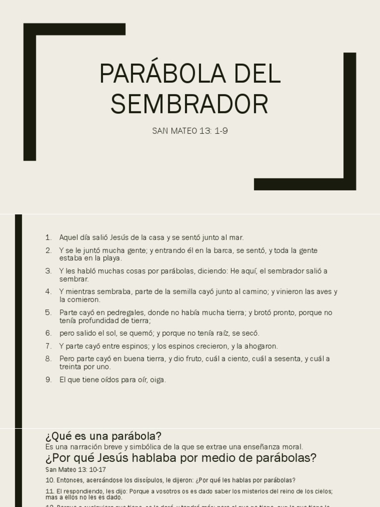 Parábola Del Sembrador | PDF
