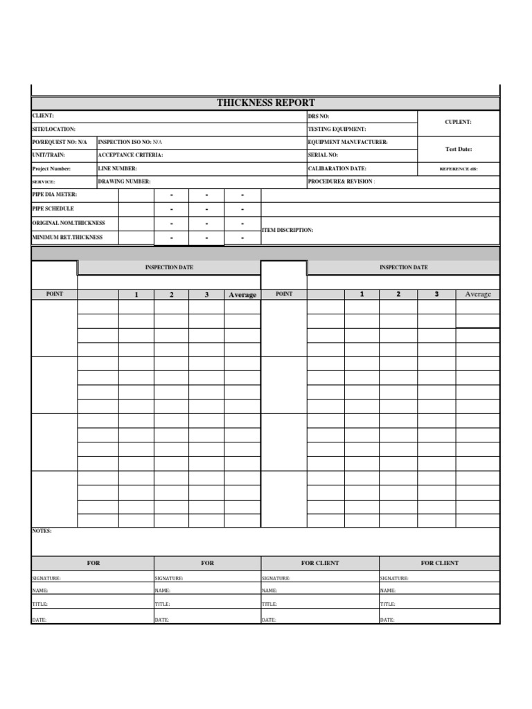 Baseline Thickness Survay Report PDF | PDF