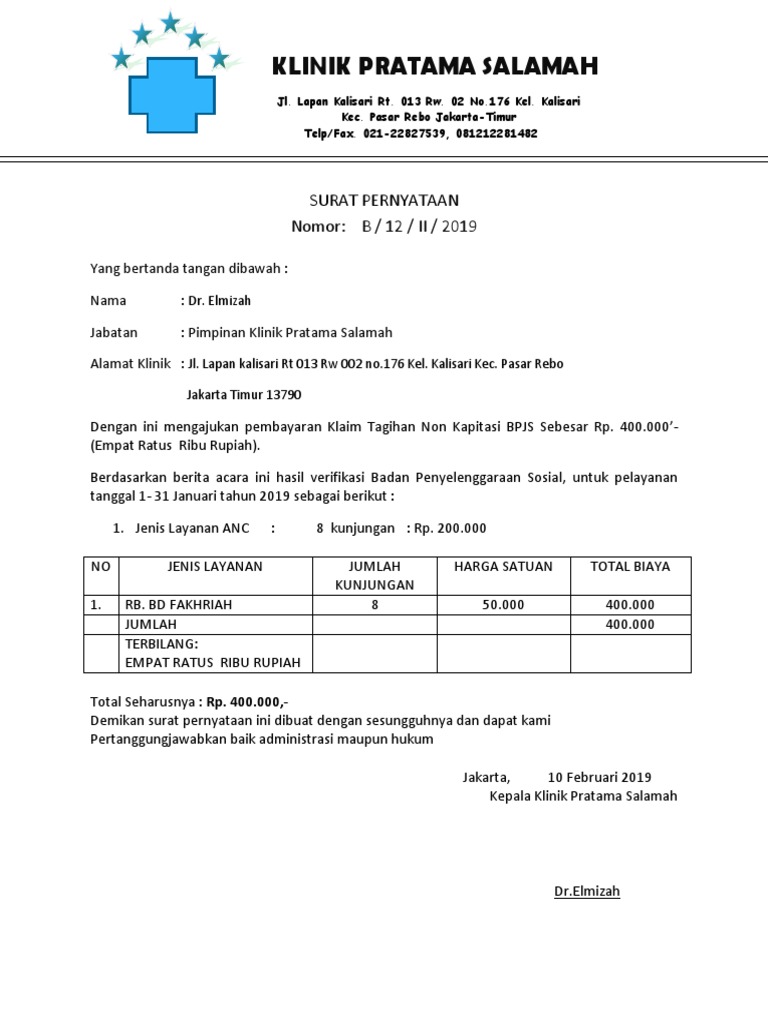 KLAIM BPJS ANC Januari 2019 | PDF