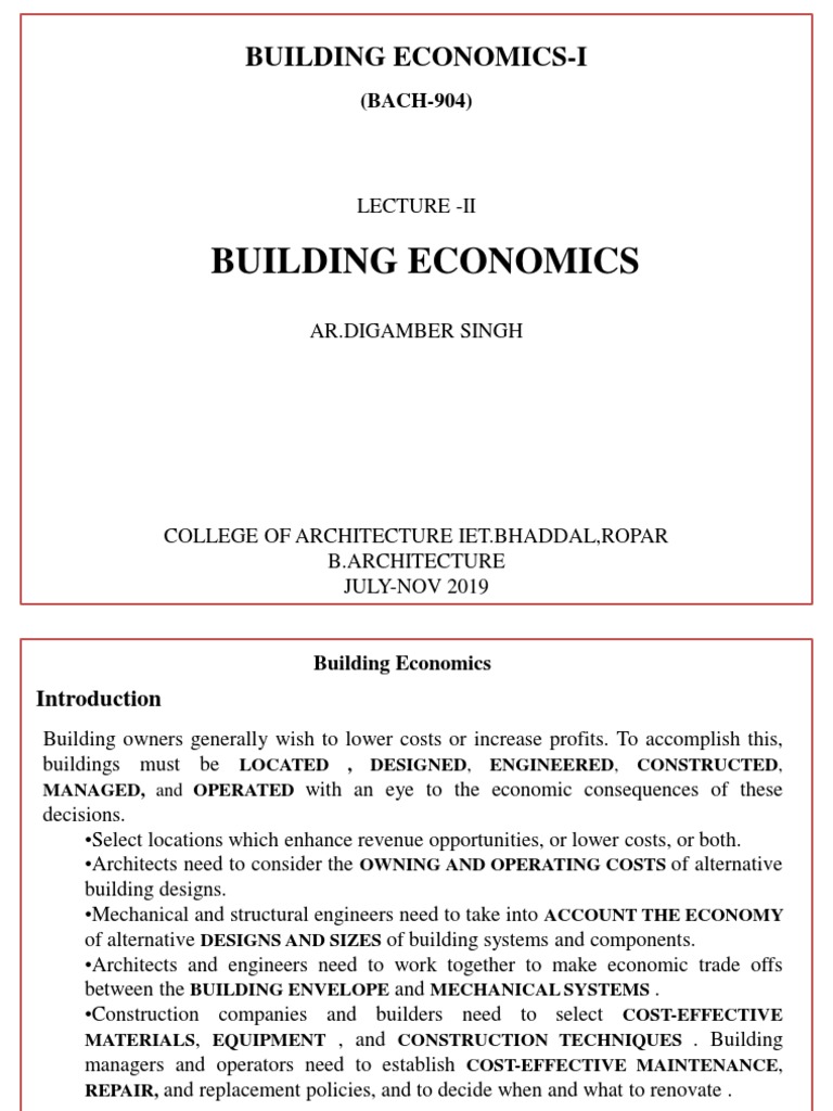 Building Economics | PDF | Economics | Sustainability