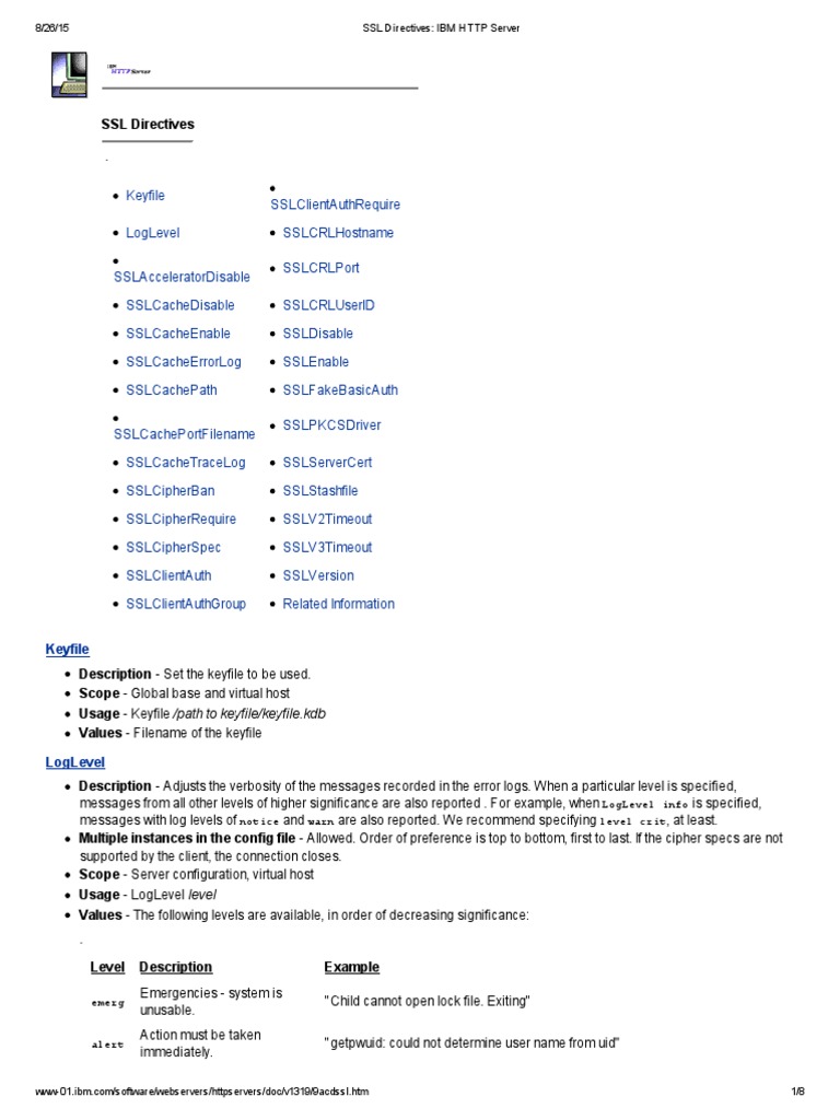 SSL Directives - IBM HTTP Server | PDF | Transport Layer Security ...