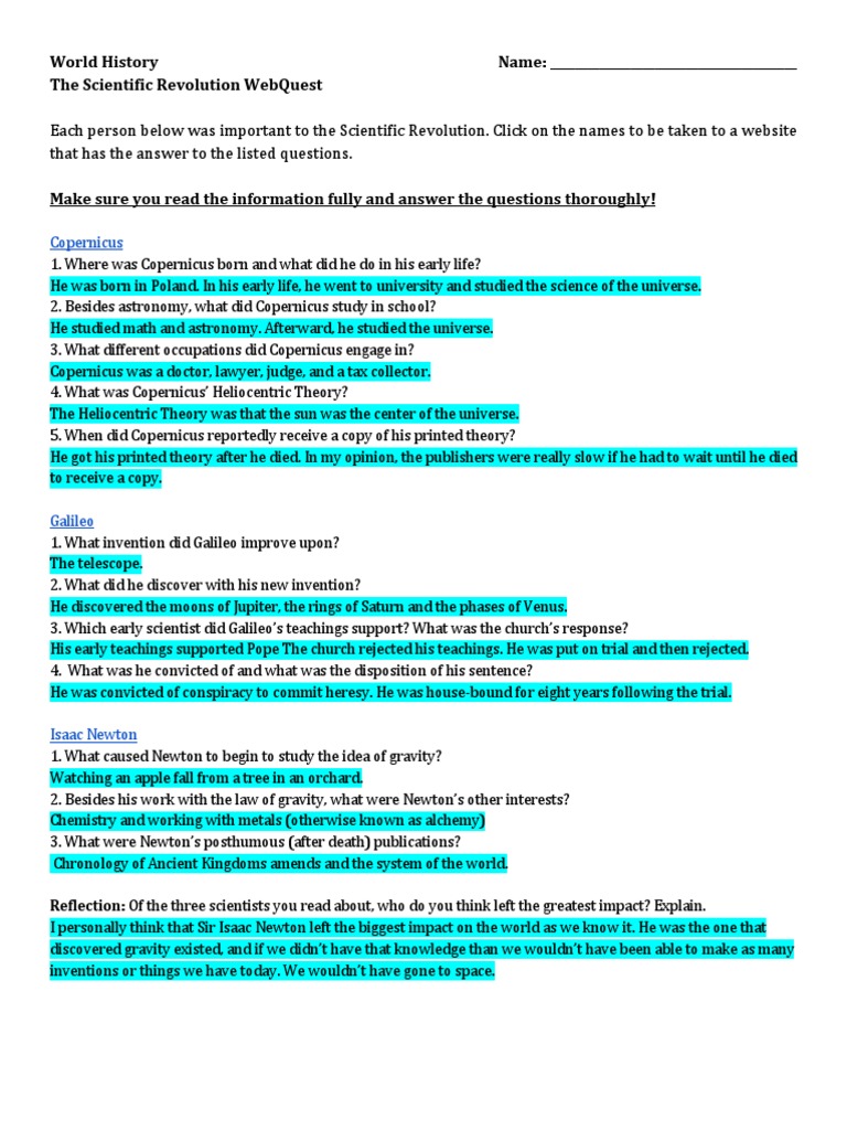 Faith Dicks Student - Heritagehs - Scientific Revolution Webquest | PDF ...