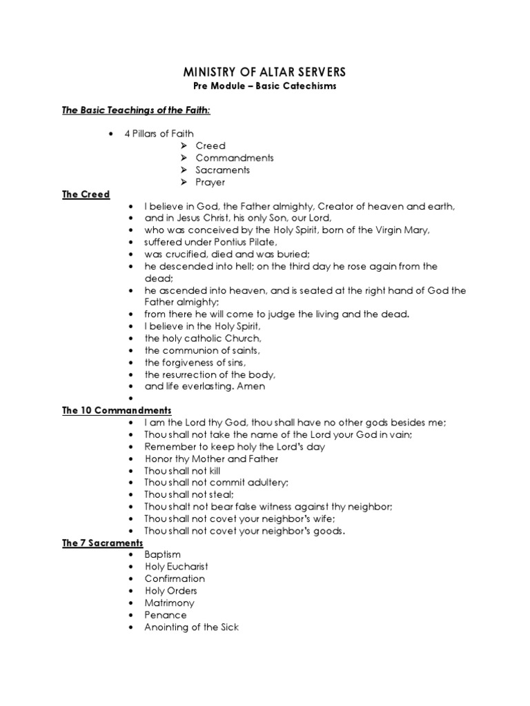 Ministry of Altar Servers Module | PDF | Liturgical Year | Eucharist