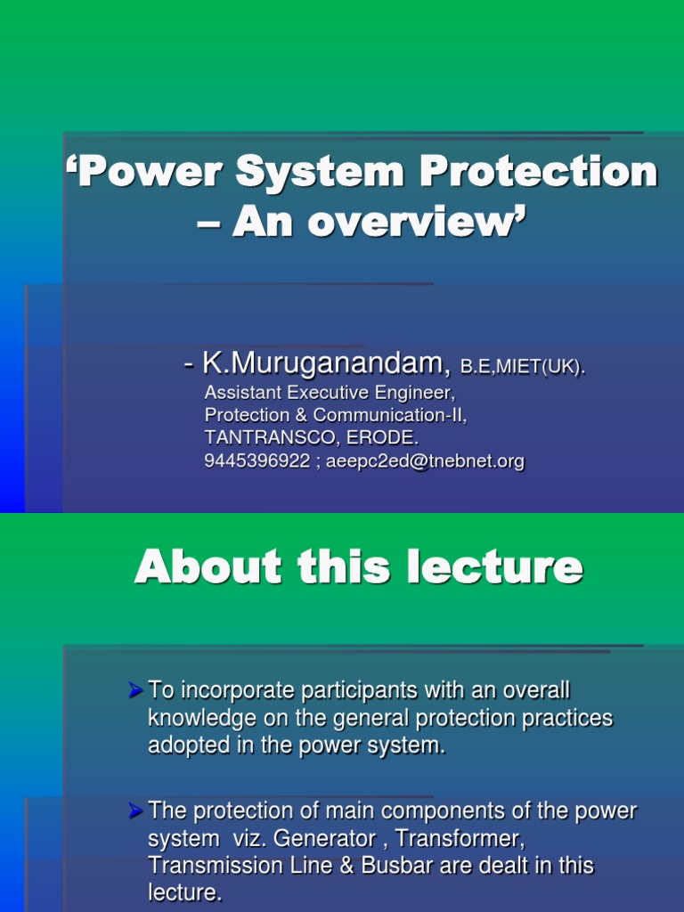Power System Protection Overview | PDF | Electric Power System ...