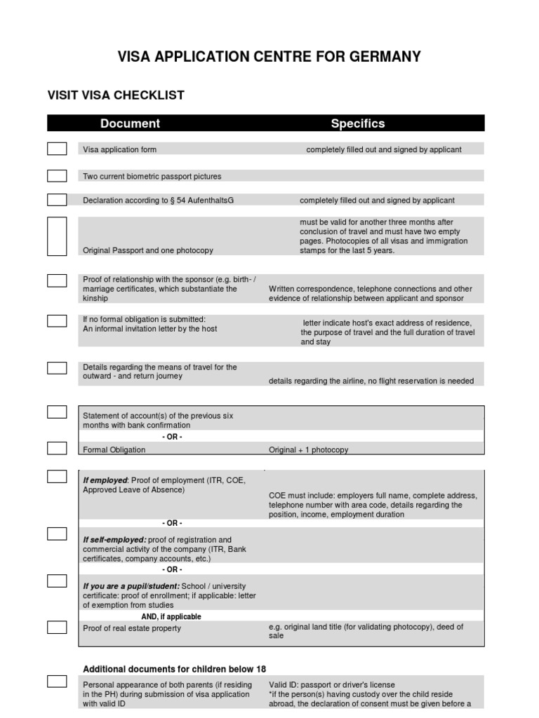 VISIT VISA CHECKLIST Recent | PDF | Travel Visa | Passport