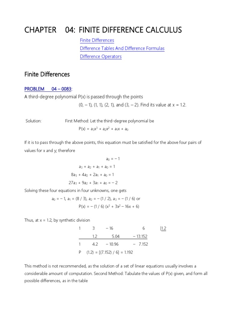 Numerical Analysis Problems and Solutions PART 2 CH 4 To CH 7 | PDF ...