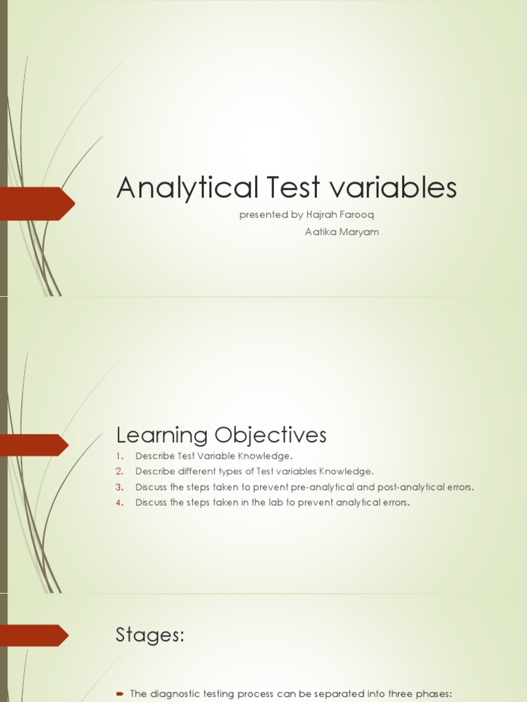 Analytical Test Variables | PDF | Medical Diagnosis | Clinical Medicine