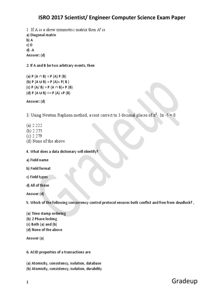 ISRO-2017-Question Paper - pdf-79 | PDF | Pointer (Computer Programming) | Parameter (Computer ...