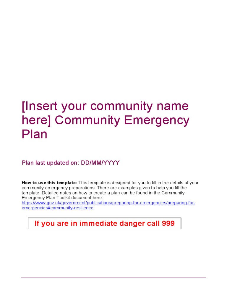 Community Emergency Plan Template | PDF | Emergency | Emergency Management