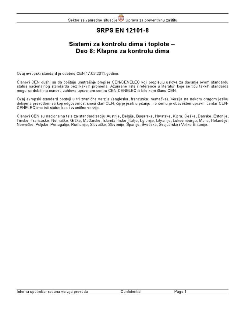 SRPS EN 12101-8 Prevod | PDF