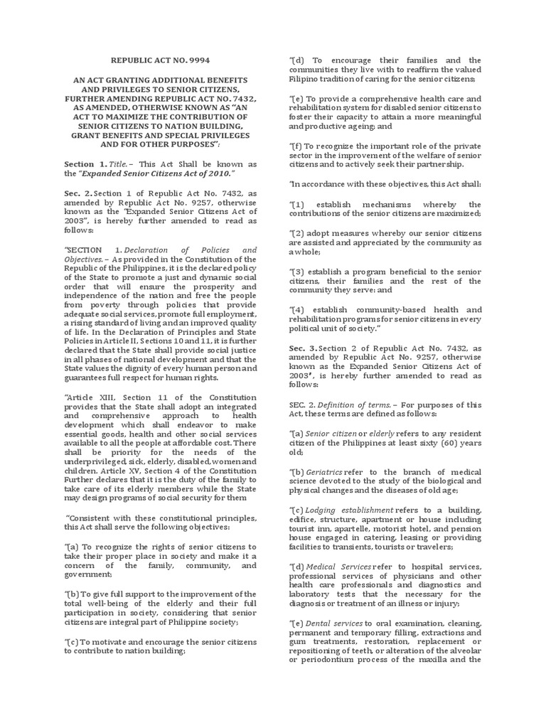 Senior Citizens Law | PDF | Cooperative | Health Care