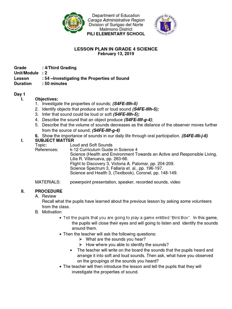 Third Grading Lesson Plan | PDF | Sound | Education Theory