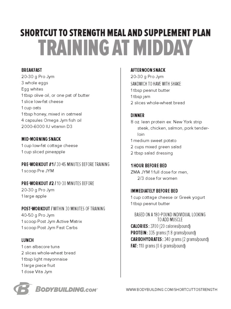 Shortcut To Strength Meal Plans Midday PDF | PDF | Oatmeal | Lunch