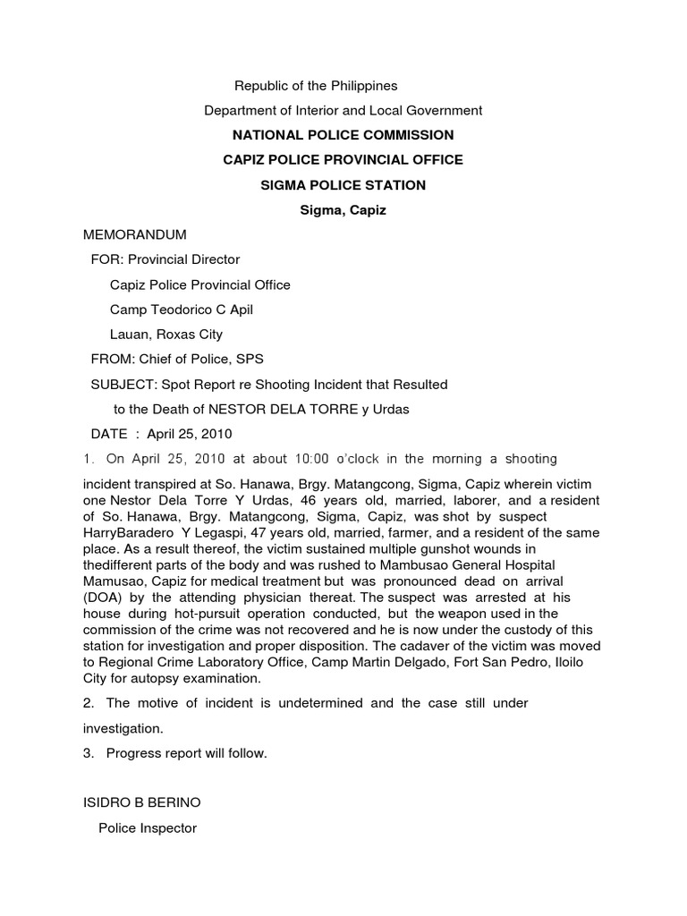 Spot Report | PDF | Police | Law Enforcement