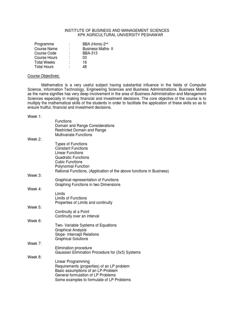 Business Maths-II - BBA 2nd | PDF | Function (Mathematics) | Polynomial