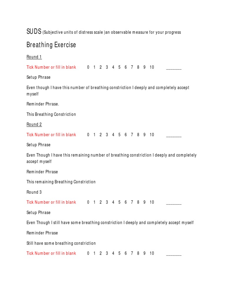 Breathing Exercise SUDS | PDF