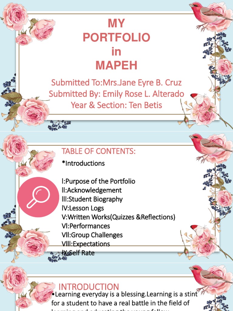 MAPEH Portfolio: Emily Alterado's Journey | PDF | Abstract Art | Eating ...