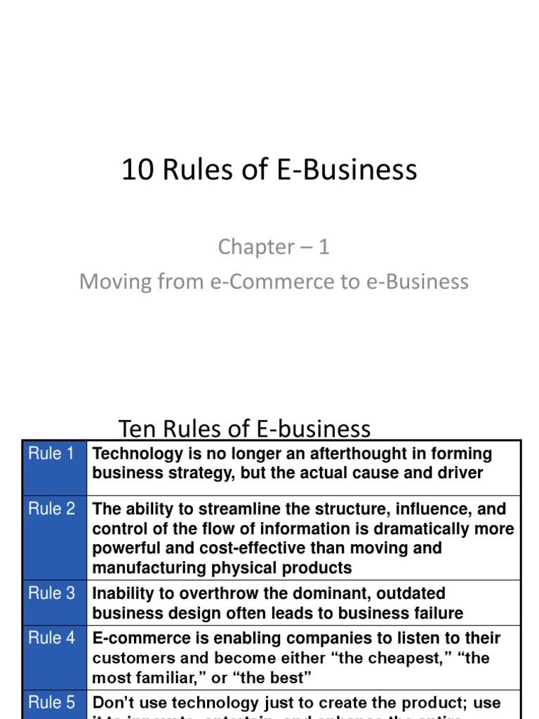 Rules For e Business | PDF | Outsourcing | Electronic Business