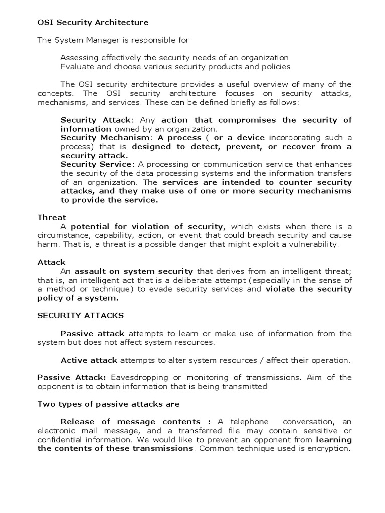 OSI Security Architecture - Slides | PDF | Encryption | Computer Security