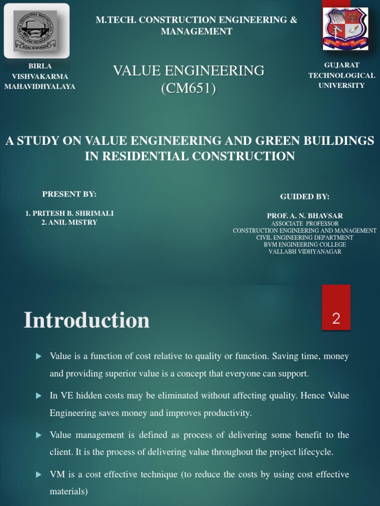Value Engineering in Green Residential Construction | PDF | Product ...