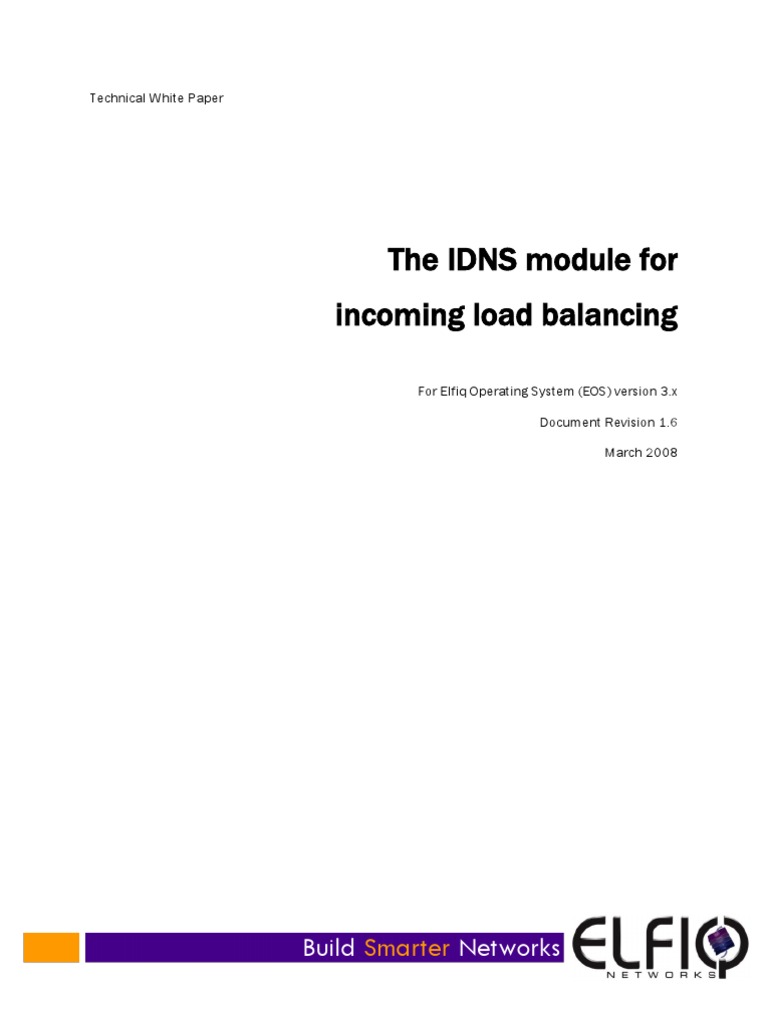 Elfiq IDNS Module For Inbound Balancing | PDF | Domain Name System | Load Balancing (Computing)