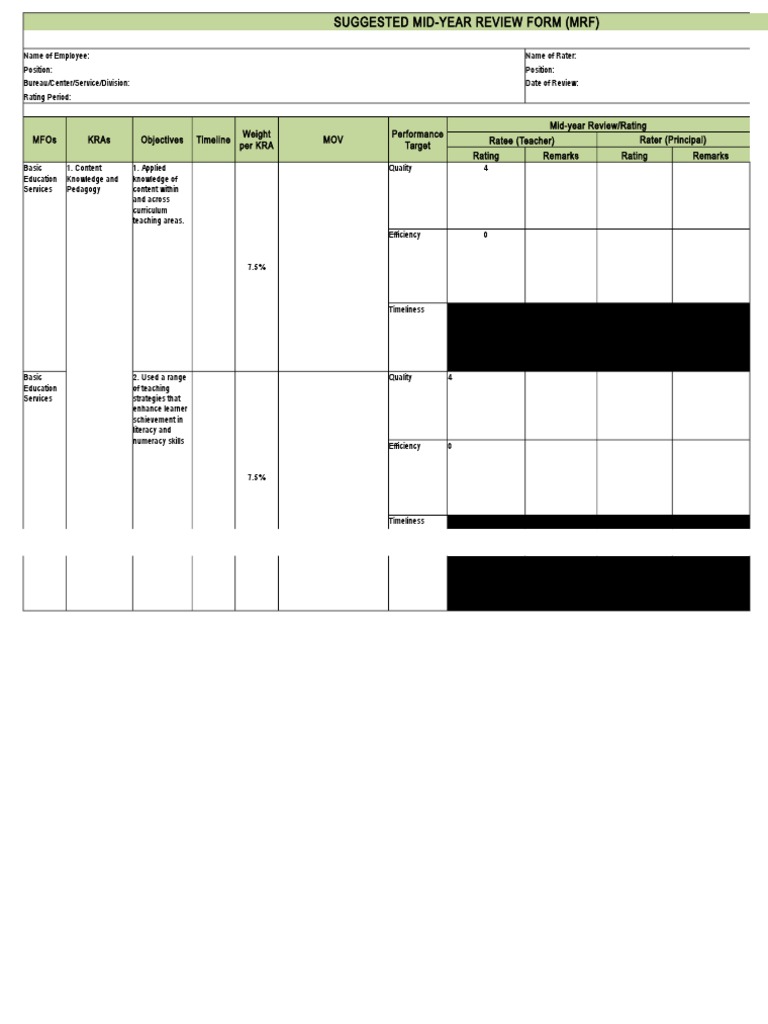 Ipcrf Mid Year Evaluation Form | PDF | Educational Technology | Teachers