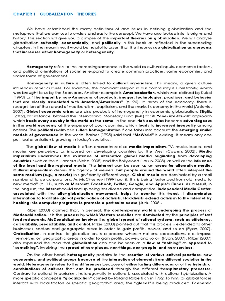 Chapter 1 - Globalization Theories | PDF | Public Sphere | Economies