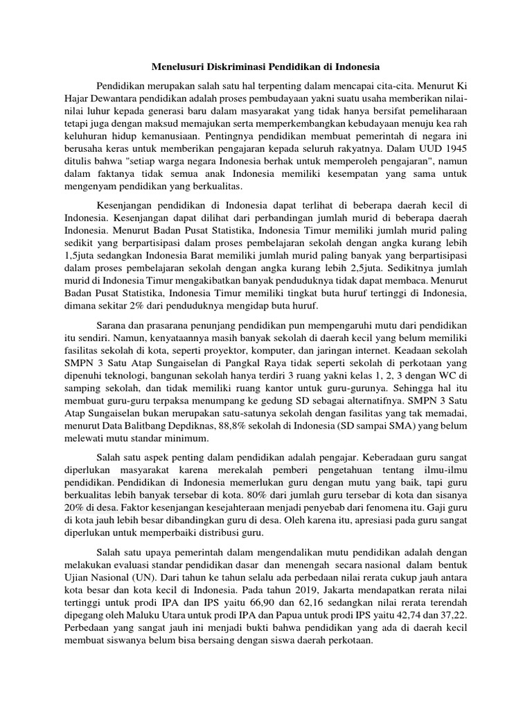 Kesenjangan Pendidikan di Indonesia | PDF