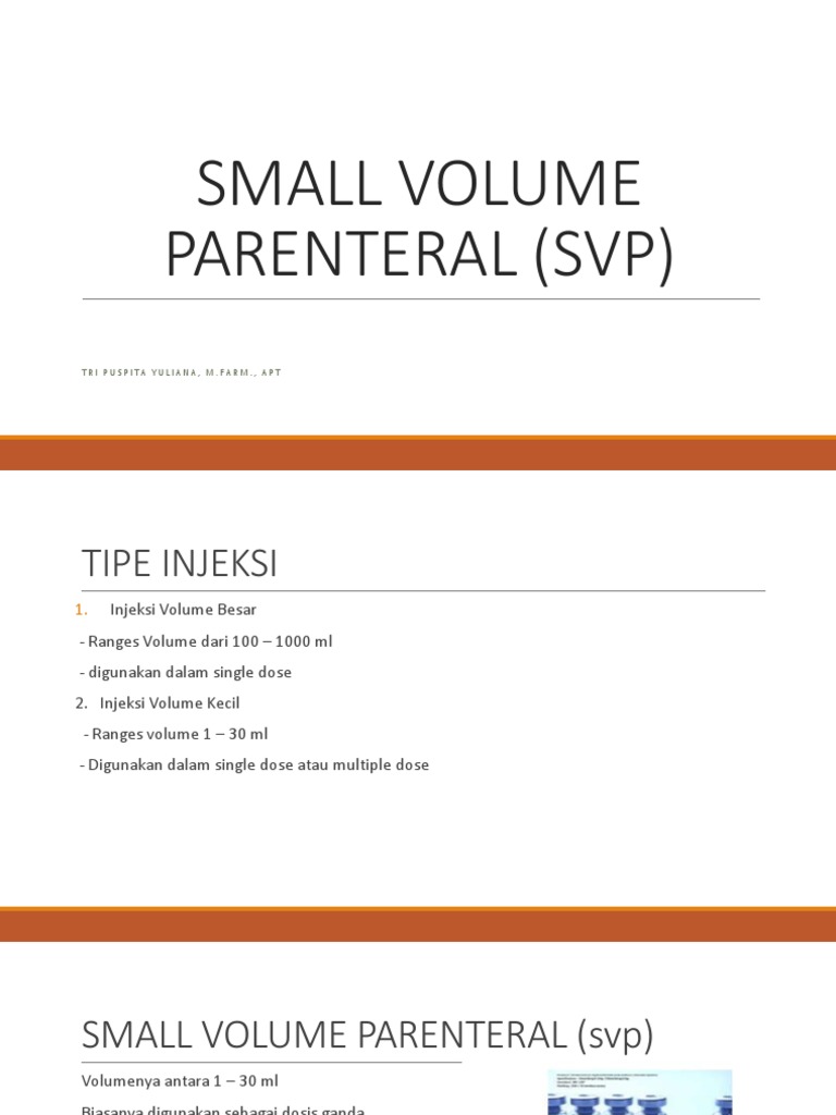 Small Volume Parenteral (SVP) | PDF