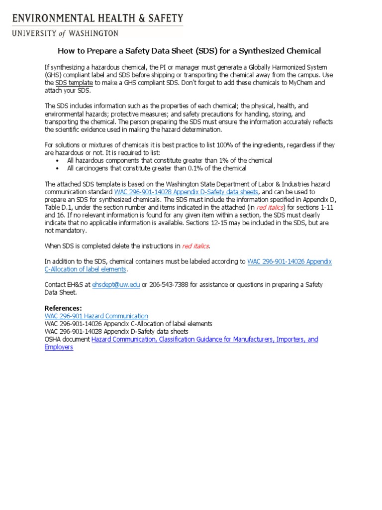 SDS Template | PDF | Occupational Safety And Health | Prevention