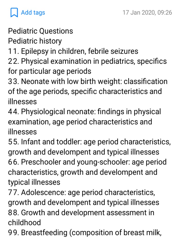 Pediatric Questions | PDF | Breast Milk | Infants
