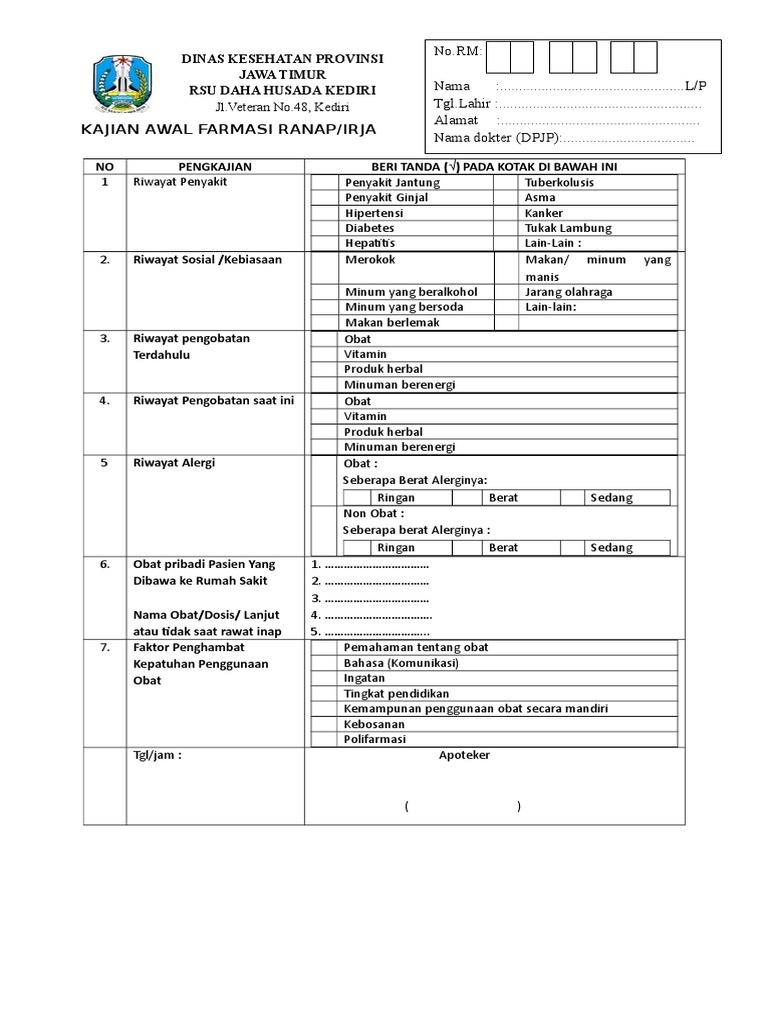 Form Kajian Awal Farmasi | PDF