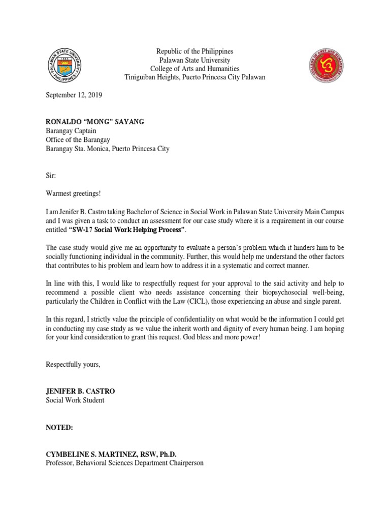 Letter For Barangay Sample | PDF | Social Work | Dignity