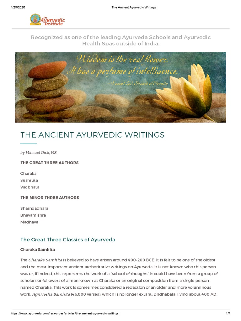 The Ancient Ayurvedic Writings | PDF | Ayurveda