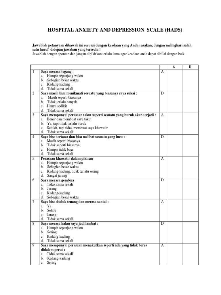 Kuesioner HADS | PDF