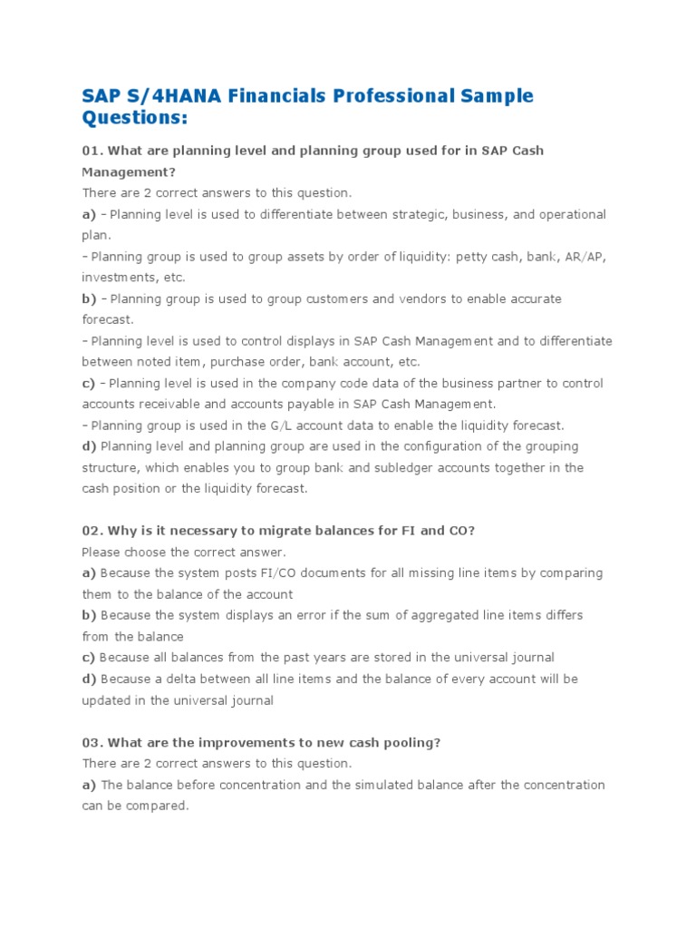 Sample 1709 Questions | PDF | Accounts Payable | Sap Se