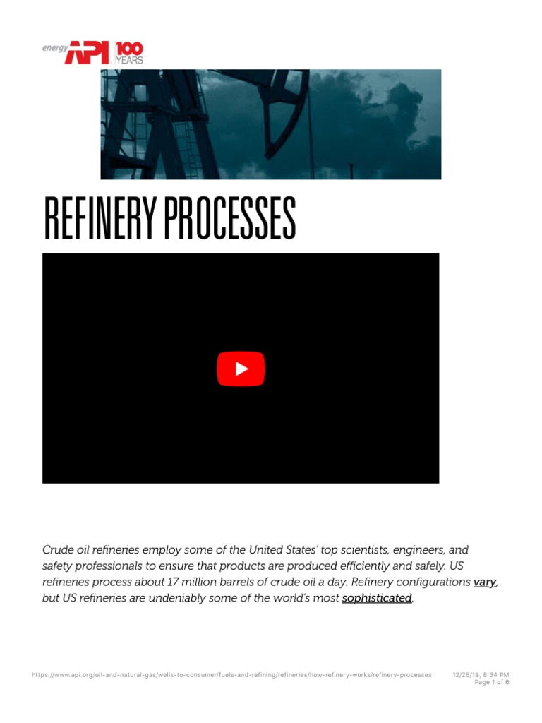 API - Refinery Processes | PDF | Oil Refinery | Cracking (Chemistry)