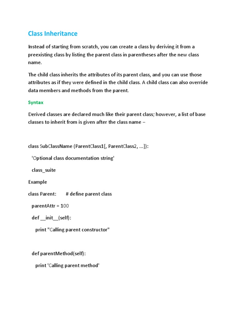 Inheritance Pdf Inheritance Object Oriented Programming Class