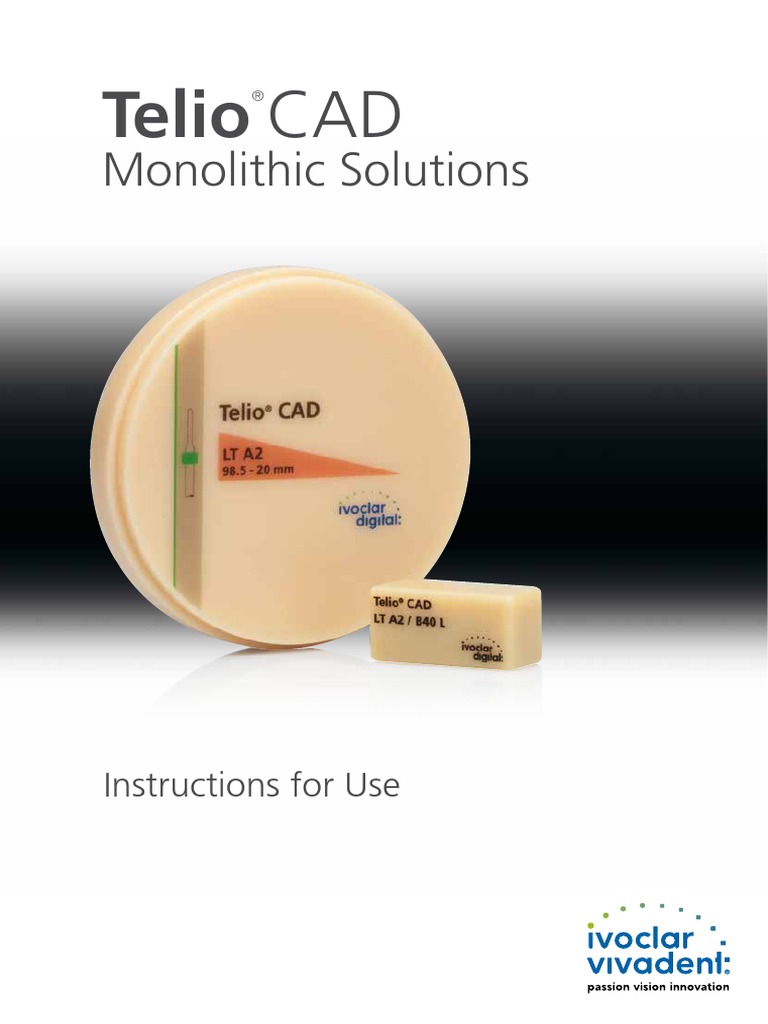 Telio CAD Monolithic Solutions | PDF | Dentistry Branches | Dentistry