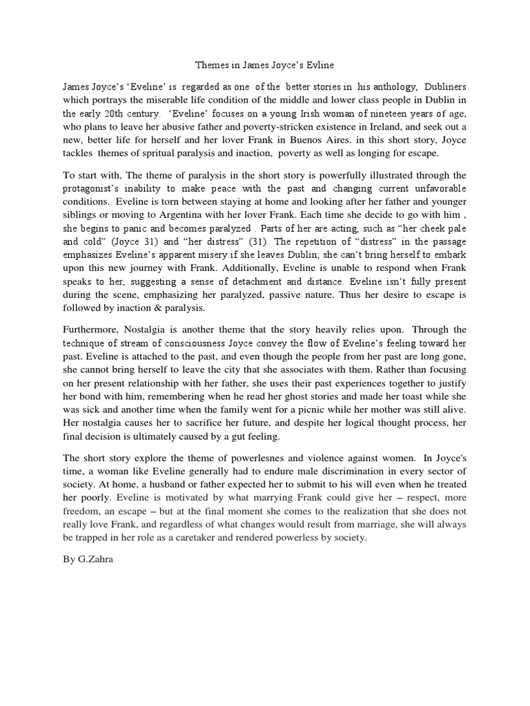 Themes in Joyce's "Eveline" Analysis | PDF | James Joyce