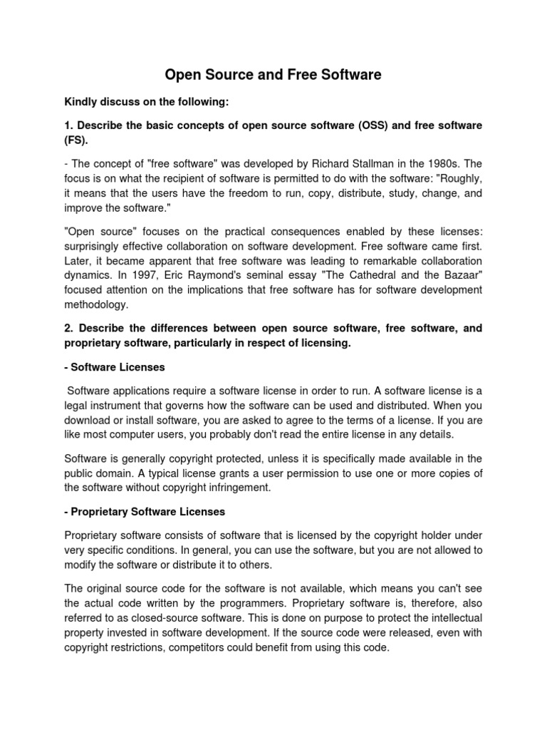 Open Source and Free Software | PDF | Free Software | Proprietary Software