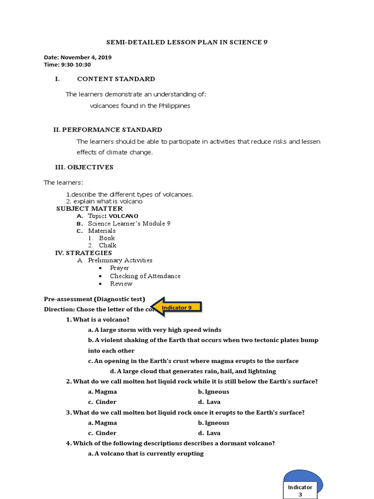 Volcano Lesson Plan | PDF | Volcano | Lava