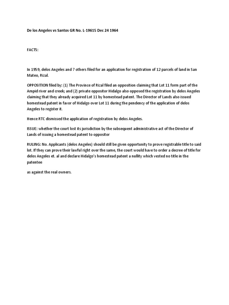 De Los Angeles Vs Santos GR No. L-19615 Dec 24 1964 | PDF | Law