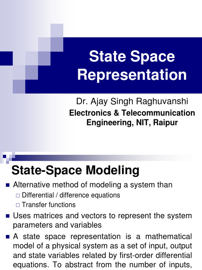 State Space Representation Pdf Mathematical Objects Teaching