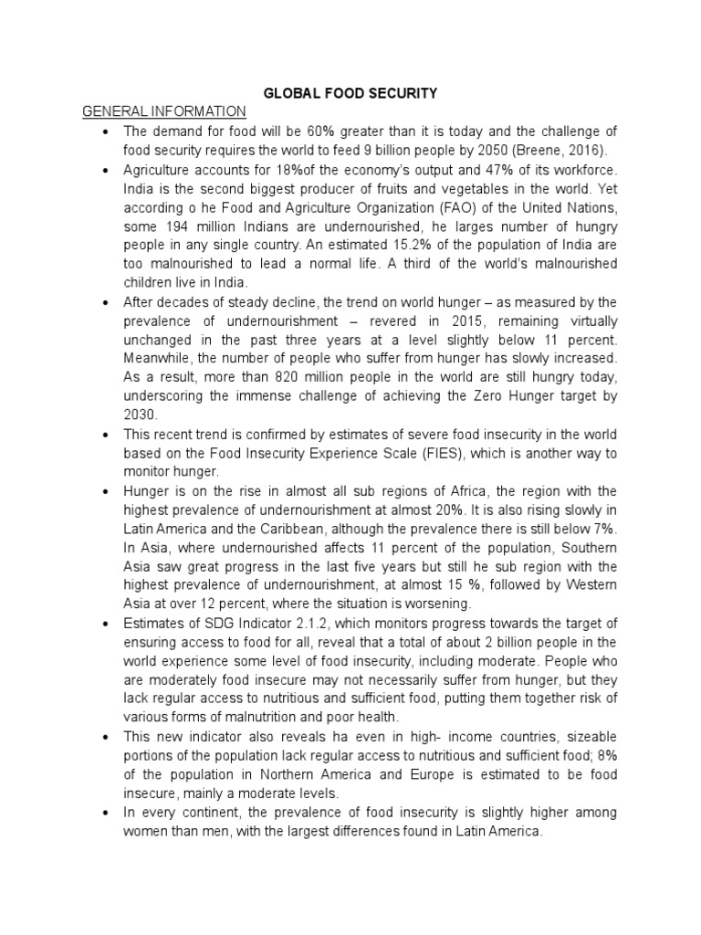 Global Food Security | PDF | Food Security | Hunger