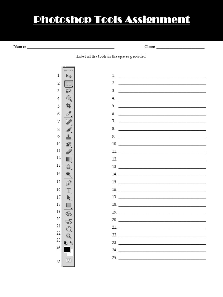 Photoshop Tools Worksheet | PDF | Adobe Photoshop