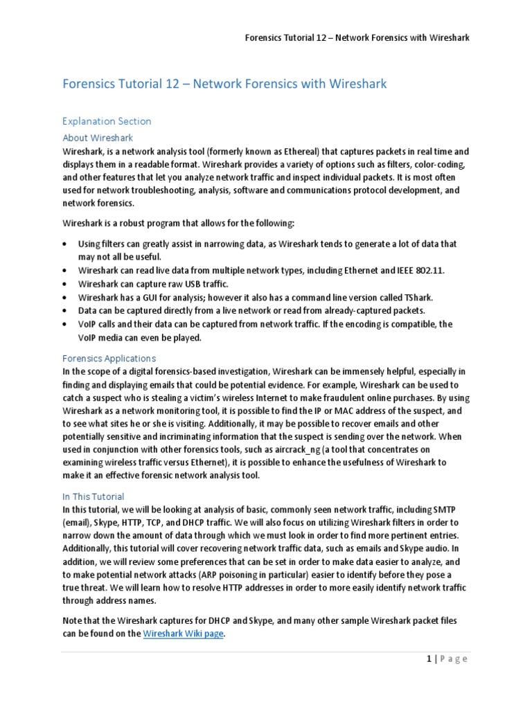 Forensics Tutorial 12 - Network Forensics With Wireshark | PDF ...